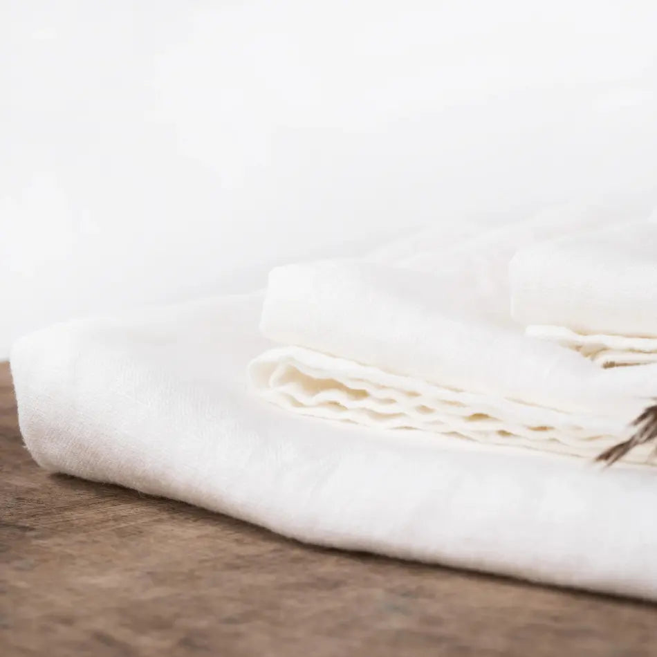 Slätvävd linnehandduk Vit | 100x65cm | Snabb leverans – Joi Living